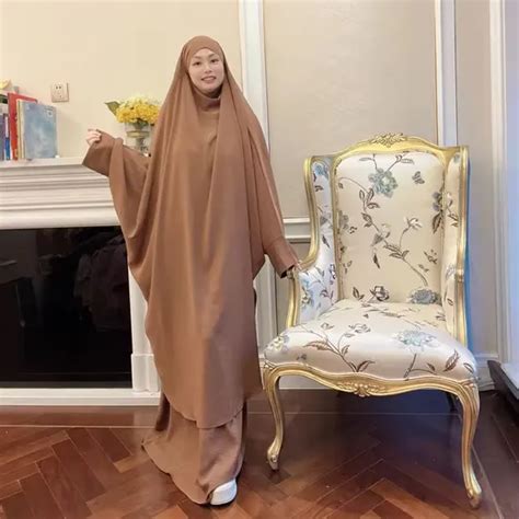 Islamic Prayer 2 Piece Set Dubai Khimar Long Hijab Jilbab Chador Abaya