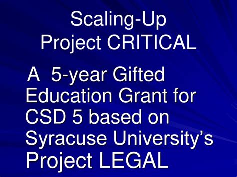 Introducing… Scaling Up Project Critical Ppt Download