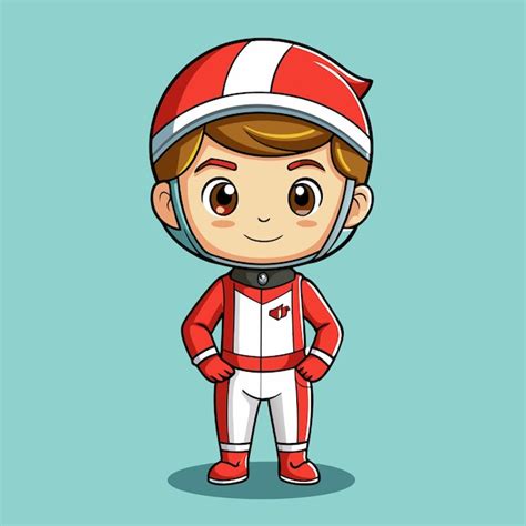 Le Garçon Mignon En Costume De Course Personnage Vectoriel De Dessin