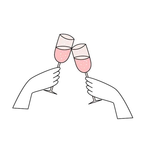Premium Vector Two Hands Are Holding Glasses Of Champagne Sparkling