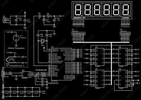 Vector Electrical Schematic Principal Diagram Of A Temperature