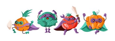Hortalizas De Superhéroes Incluidos Tomate De Col De Cebolla Y