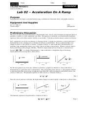 PHY 151 Lab 02 Analysis Of Motion Experiment Pdf Name Table Date EXPERIMENT COLLEGE