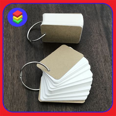 100 Blank White Cards Name Card Size With A Ring Holder For Short Notes