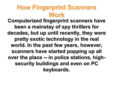 How Fingerprint Scanners Work PPT