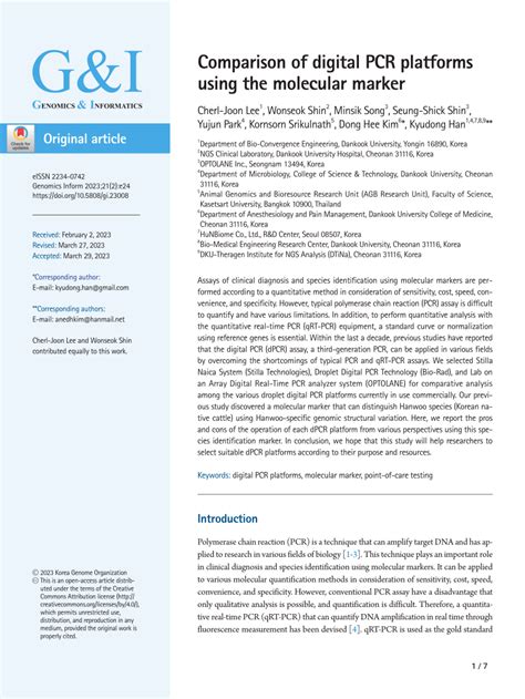 Pdf Comparison Of Digital Pcr Platforms Using The Molecular Marker