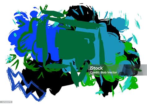 파란색 검은색 초록색 그래피티 말풍선 추상적인 현대 메시징 사인 거리 예술 장식은 도시 회화 스타일로 수행됩니다 Brand Name Online Messaging