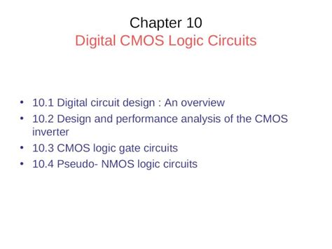 Ppt Chapter 10 Digital Cmos Logic Circuits 10 1 Digital Circuit