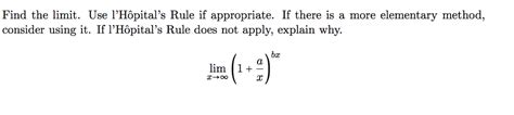 Solved Find The Limit Use Lhopitals Rule If Appropriate