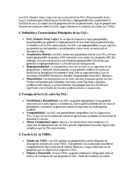 Gal Gal Para Vhdl Los Gal Generic Array Logic Son Una Evolución