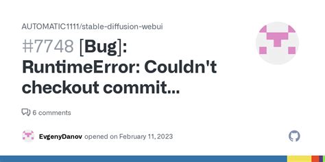Bug Runtimeerror Couldnt Checkout Commit