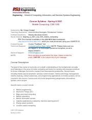 CSE 535 Spring A 2021 Syllabus Rev 1 Pdf Course Syllabus Spring A