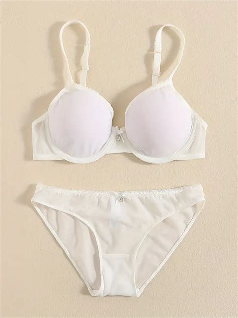 Lace Mesh Bra Panties Push Unlined Bra Bikini Panties Temu