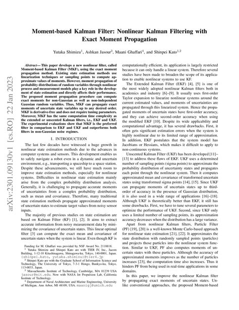 Moment Based Kalman Filter Nonlinear Kalman Filtering With Exact