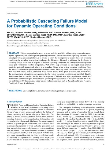 PDF A Probabilistic Cascading Failure Model For Dynamic Operating Conditions