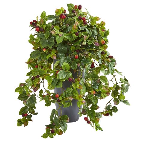 29” Raspberry Artificial Plant In Gray Planter