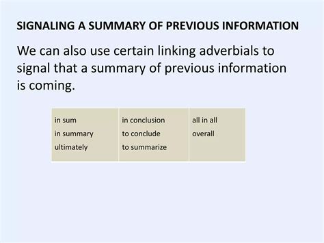 58 Linking Adverbials That Signal A List Or Summary Pptx Food And Drink