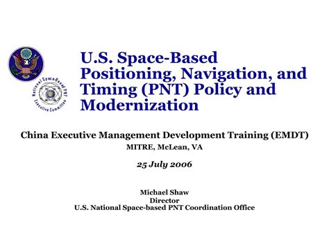 PPT U S Space Based Positioning Navigation And Timing PNT Policy