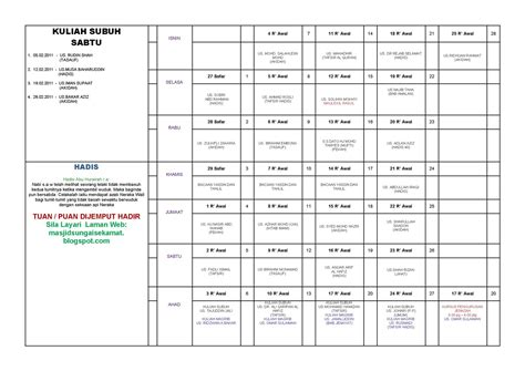 Masjid Sungai Sekamat Kajang Selangor Jadual Pengajian Feb 2011