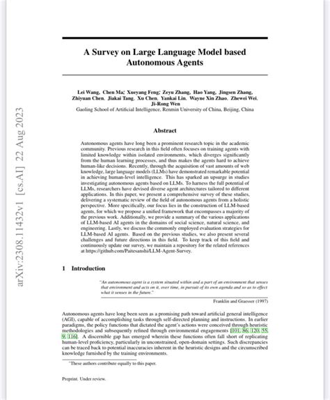 Martin Ciupa On Linkedin Title A Survey On Large Language Model Based Autonomous Agents See……