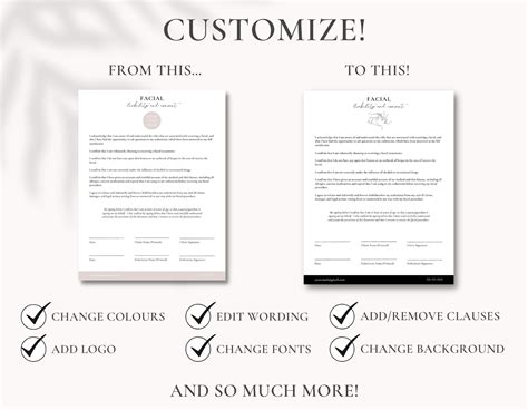 Facial Client Liability And Consent Form Facial Treatment Form Facial Client Intake Form