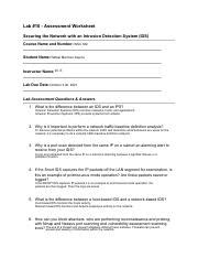 ISSC Week Lab Worksheet Pdf Lab Assessment Worksheet Securing The Network With An