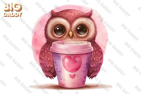 Cute Valentine Owl Watercolor Clipart Graphic By Big Daddy · Creative