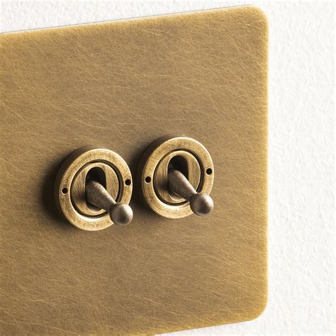 Lucian Two Gang Intermediate Toggle Switch In Aged Brass
