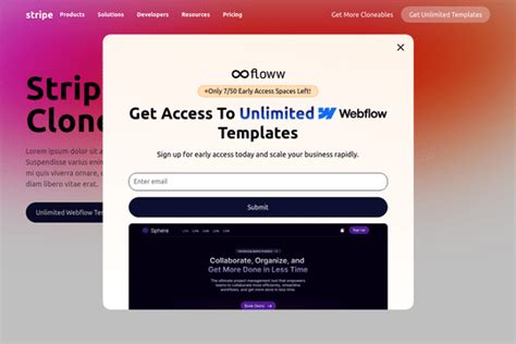 stripe navigation cloneable webflow