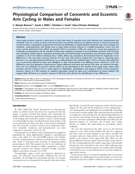 Pdf Physiological Comparison Of Concentric And Eccentric Arm Cycling