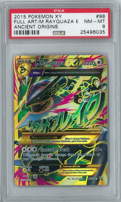 Pokemon Xy Ancient Origins M Rayquaza Ex 9898 Full Art Holo Rare Psa 8