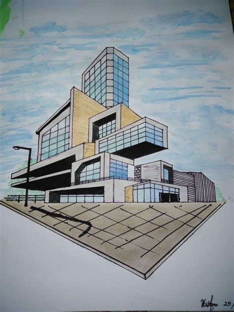 Architectural Design Drawing With Multiple Windows