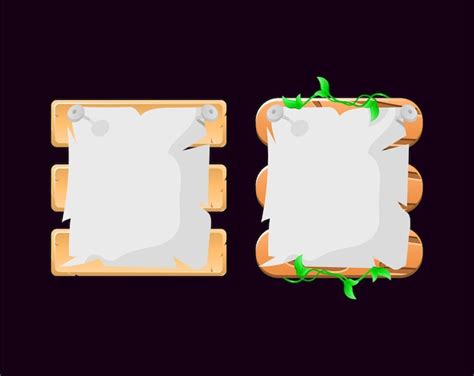 Premium Vector Set Of Wooden Leaves Paper Game Ui Board Pop Up Template For Gui Asset Elements