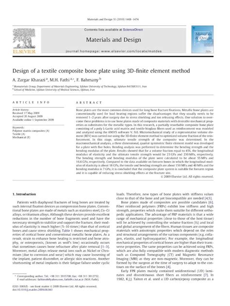 Pdf Design Of A Textile Composite Bone Plate Using 3d Finite Element Method Dokumentips