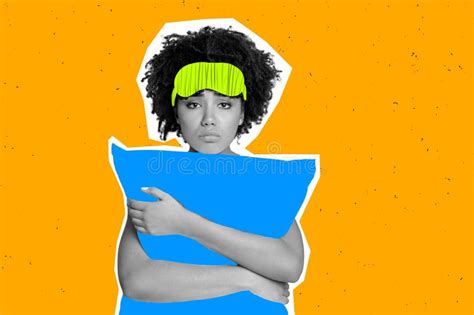 Collage Of Funny Upset Girl In Nightwear Hugging Blue Pillow Dont Like