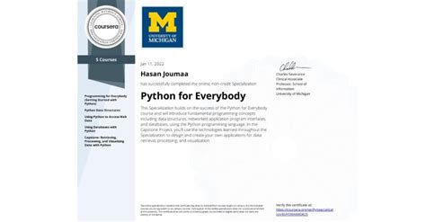 Hasan Joumaa On Linkedin Python Coding Coursera
