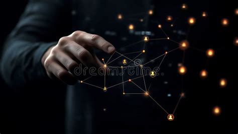 A Person Touching A Digital Social Media Network Connection With Human