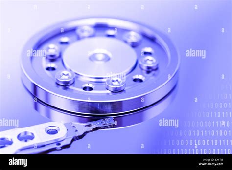 Computer Hard Disk Drive Internals And Binary Number Code Stock Photo Alamy