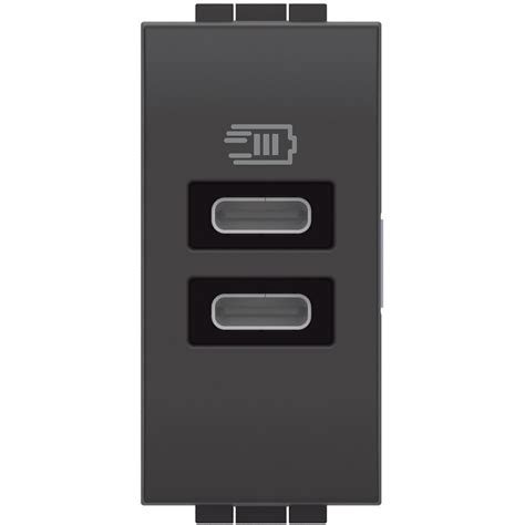 BTicino Schakelmateriaal Livinglight 2 X Usb C 15W 1 Mod Antraciet