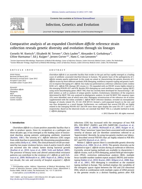 Pdf Comparative Analysis Of An Expanded Clostridium Difficile