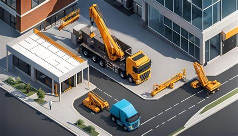 Modular Frame Building Isometric Composition With Building Truck With Crane Premium Ai
