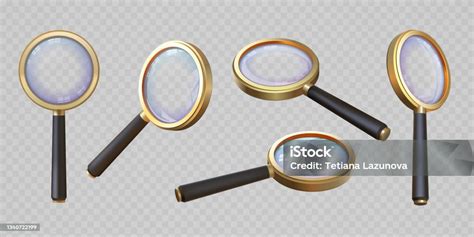 사실적인 3d 돋보기 상단 및 각도 보기 투명 렌즈가 있는 돋보기 확대 루파 줌 장비 검색 개념 벡터 세트 돋보기 광학 기기에 대한 스톡 벡터 아트 및 기타 이미지 Istock