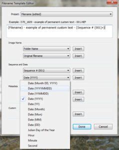 Using Filename Template Editor In Lightroom