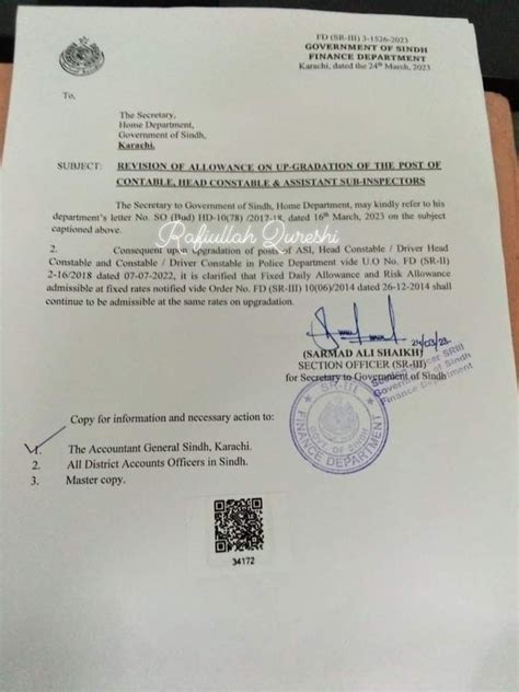 Revised Fixed Daily Allowance And Risk Allowance 2023 Sindh