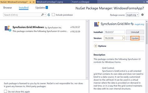 Upgrade Syncfusion Winforms Nuget Packages To A Latest Version