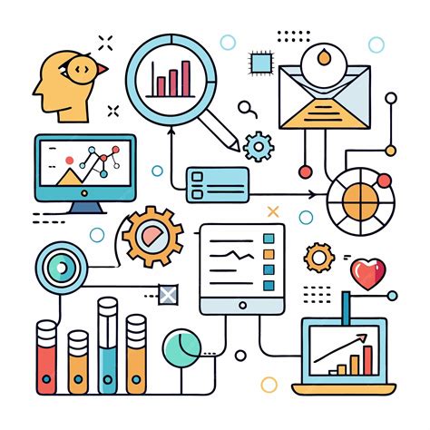 Colorful Infographic Illustrating A Complex Process With Data Analysis Strategy And Optimization