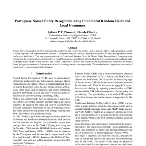 Portuguese Named Entity Recognition Using Conditional Random Fields And
