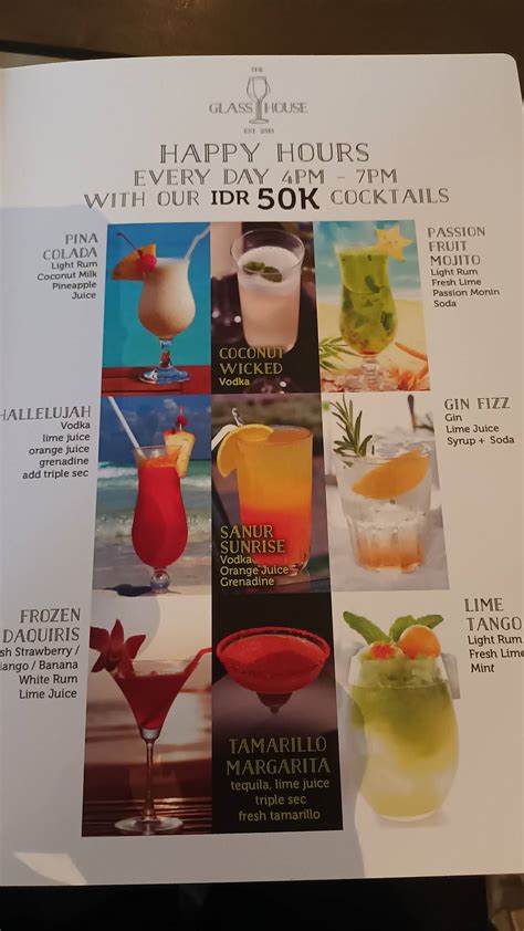 Menu At The Glass House Restaurant Denpasar