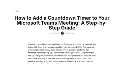 How To Add A Countdown Timer To Your Microsoft Teams Meeting A Step By