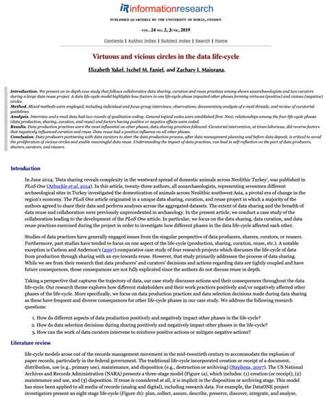 Virtuous And Vicious Circles In The Data Life Cycle